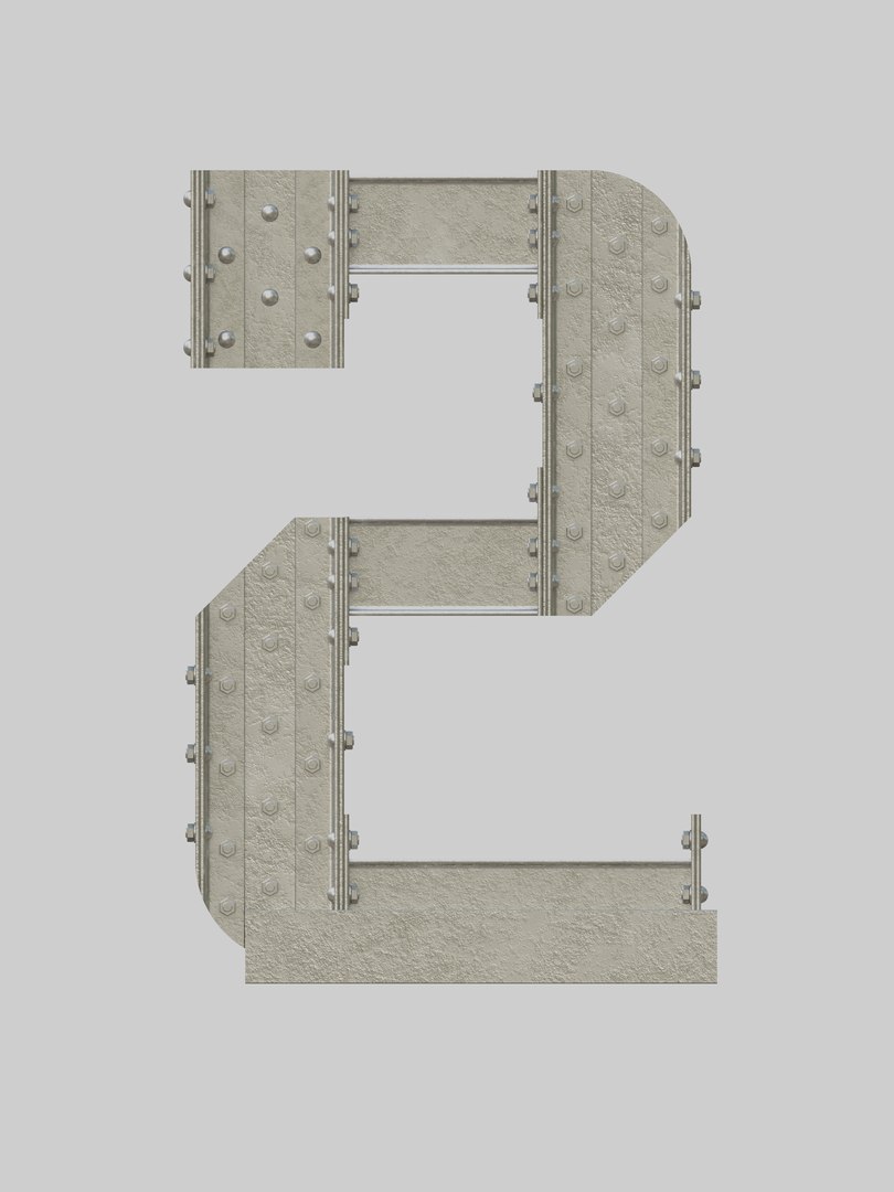 Steel Construction Font - Number 2 3D Model - TurboSquid 1894756