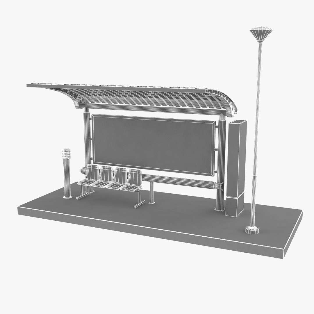 3d Bus Stop V10 Model