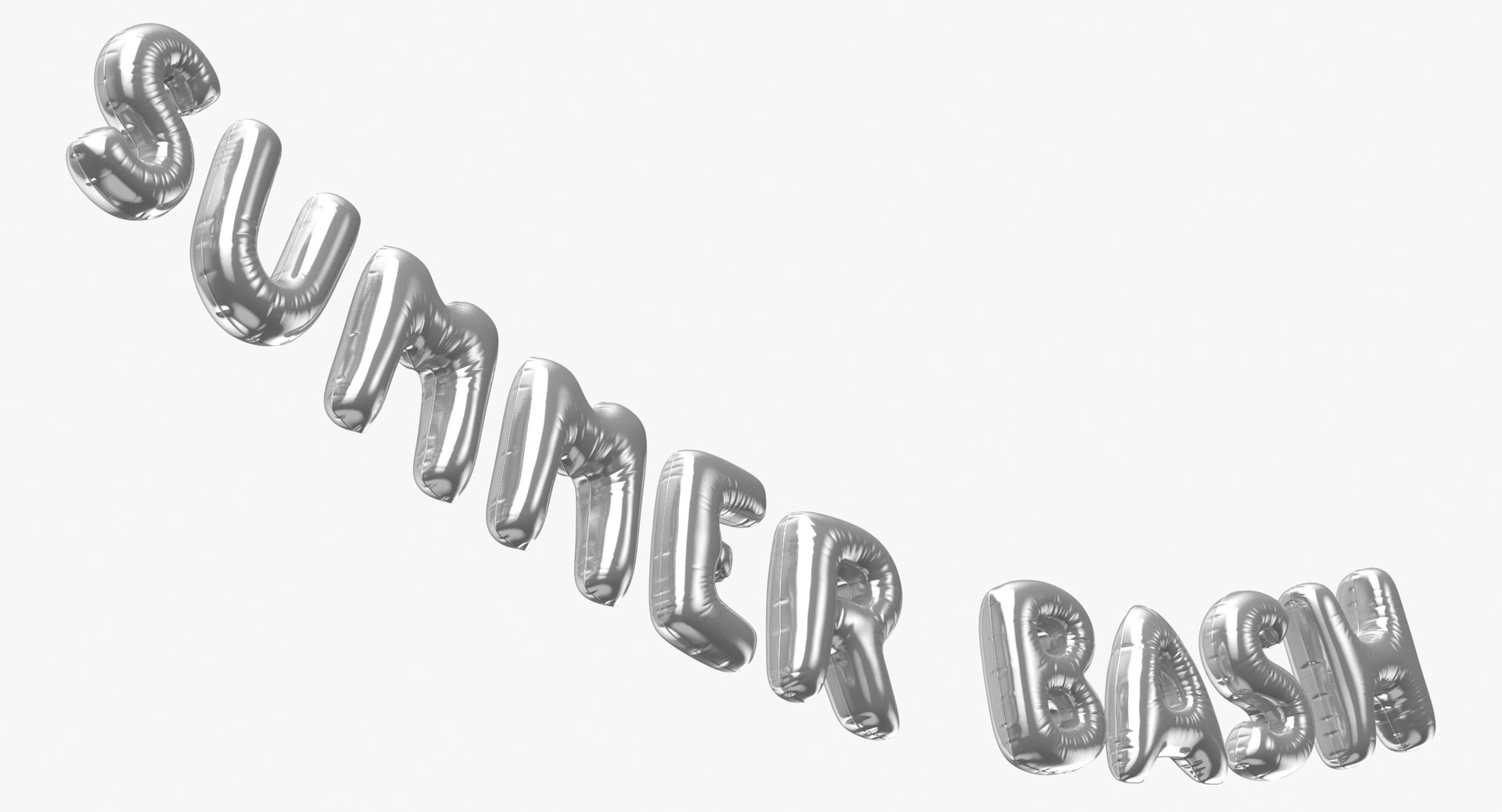 3D Foil Baloon Words Summer Bash Silver - TurboSquid 1747498
