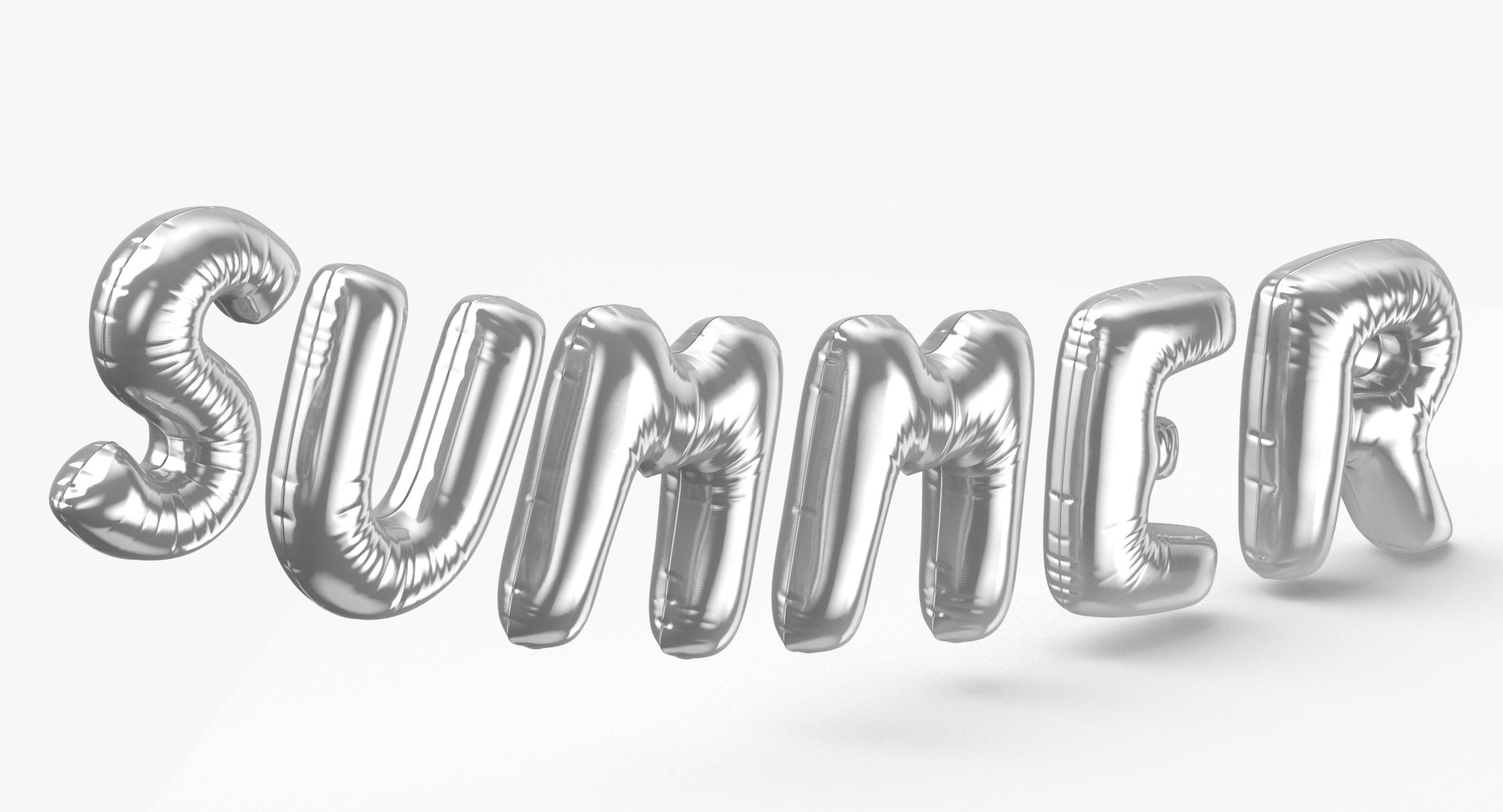 3D Foil Baloon Words Summer Bash Silver - TurboSquid 1747498