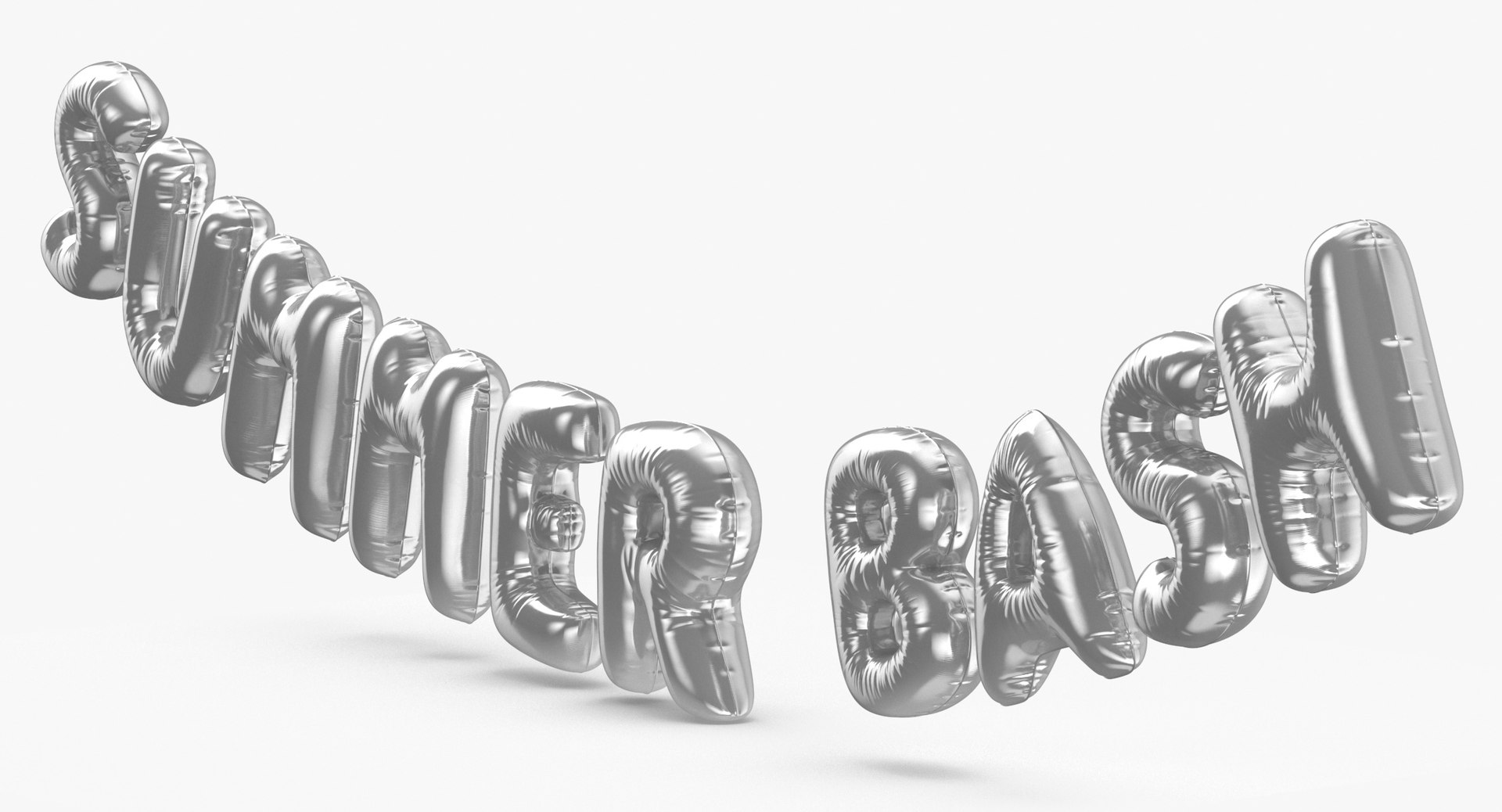 3D Foil Baloon Words Summer Bash Silver - TurboSquid 1747498