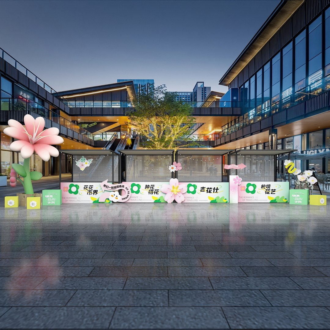 3D Model Shopping Malls Markets Display Stalls Flower Markets Flower ...