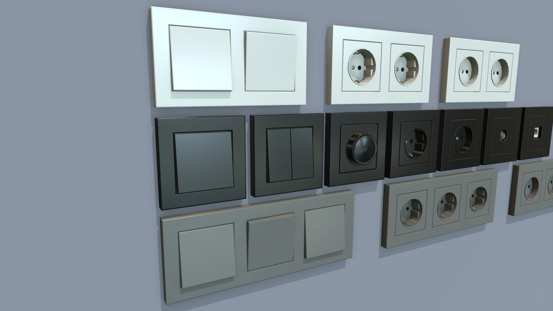 3D Model Low-poly Electrical Switches Outlets - TurboSquid 1533358