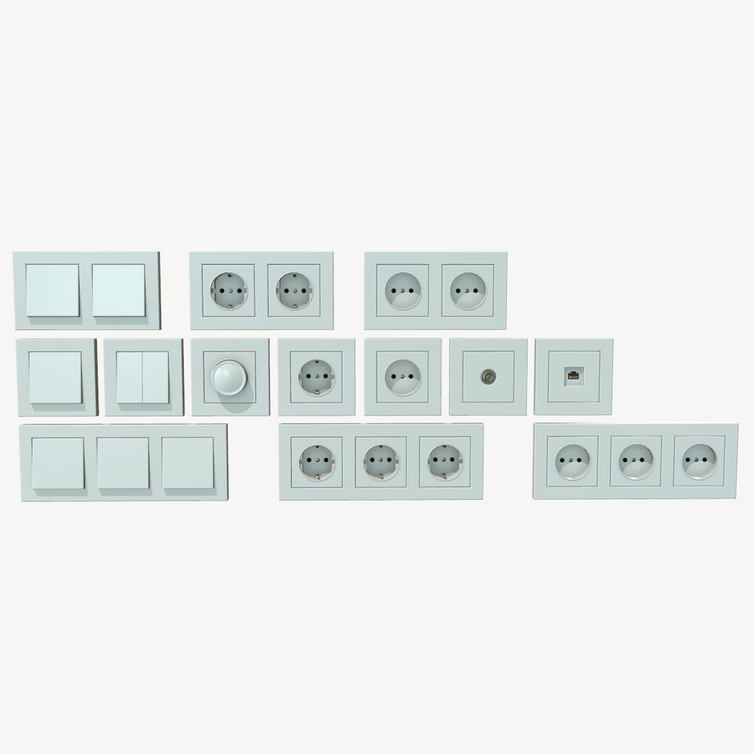 3D model low-poly electrical switches outlets - TurboSquid 1533358