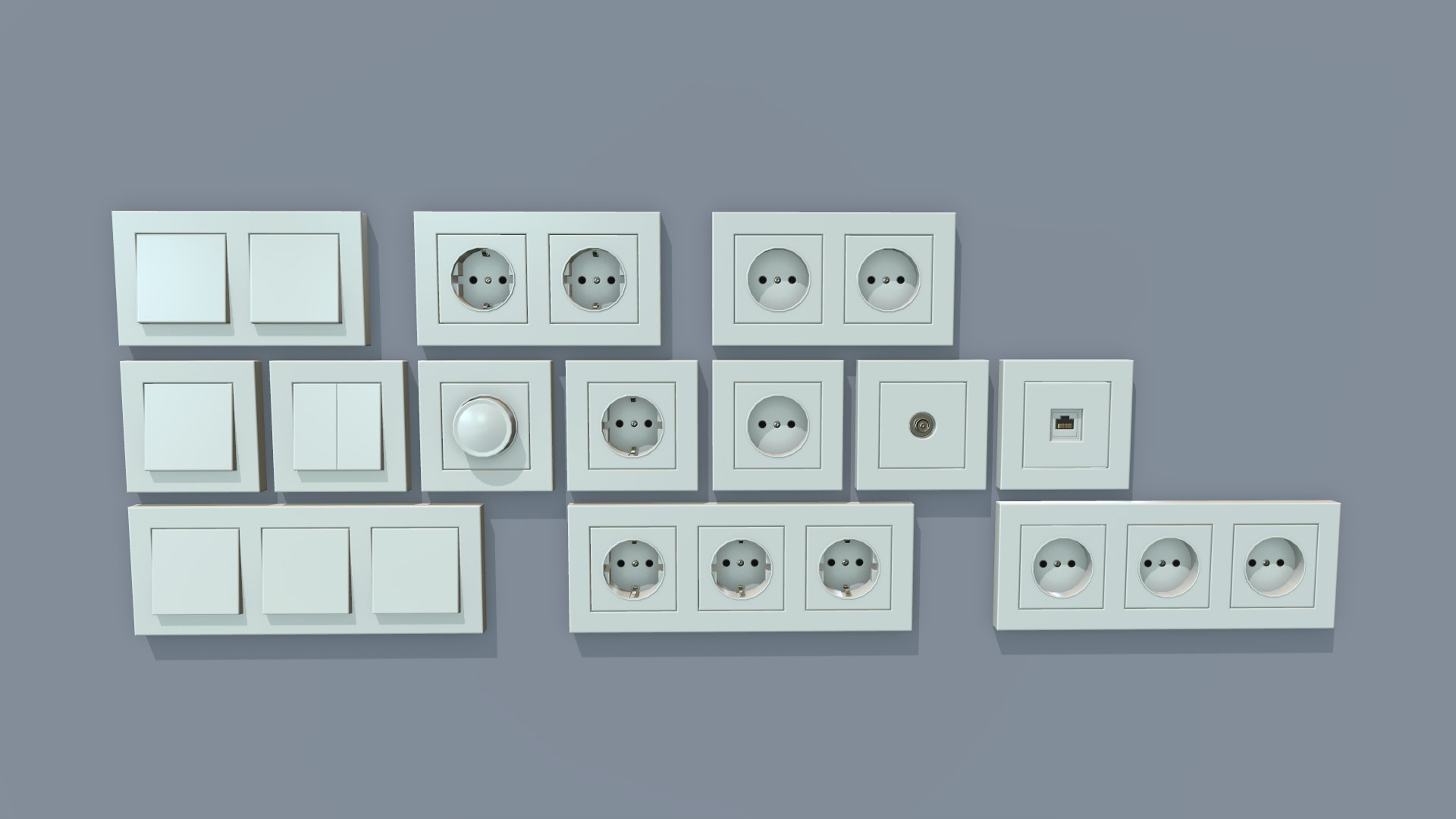 3D Model Low-poly Electrical Switches Outlets - TurboSquid 1533358