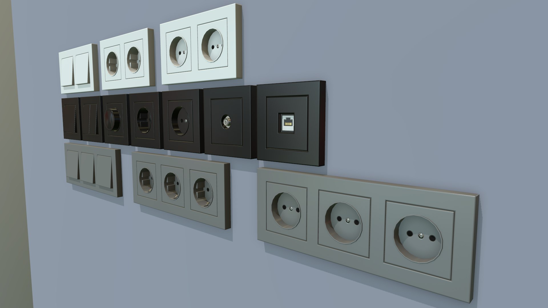 3D Model Low-poly Electrical Switches Outlets - TurboSquid 1533358
