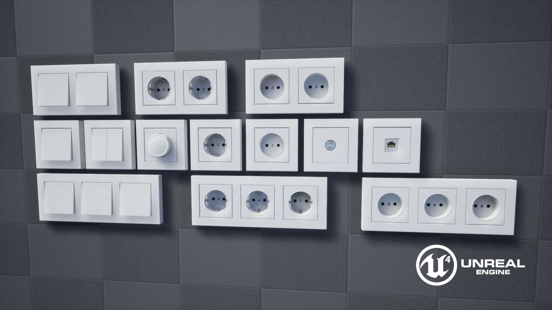 3D model low-poly electrical switches outlets - TurboSquid 1533358