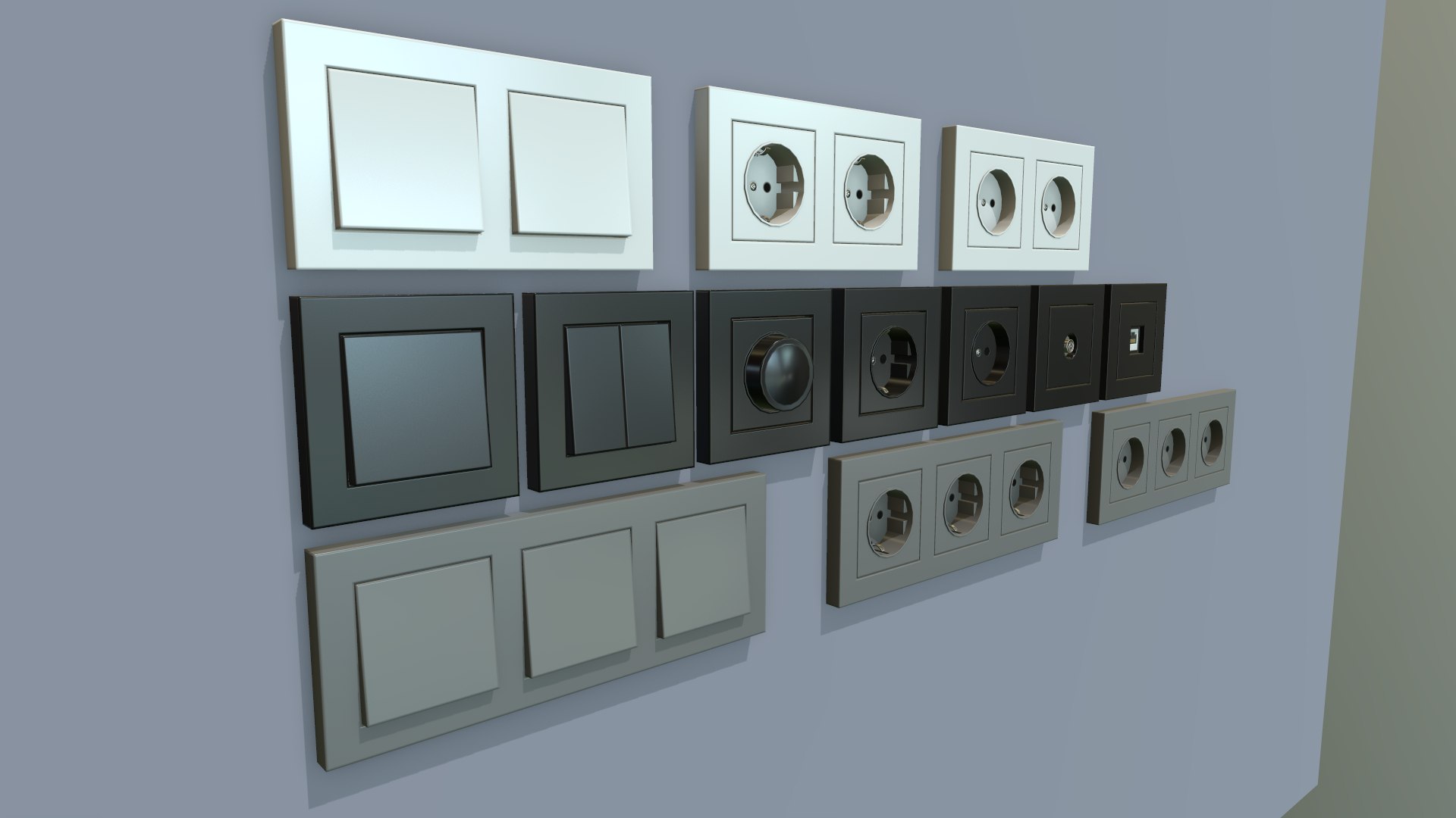 3D Model Low-poly Electrical Switches Outlets - TurboSquid 1533358