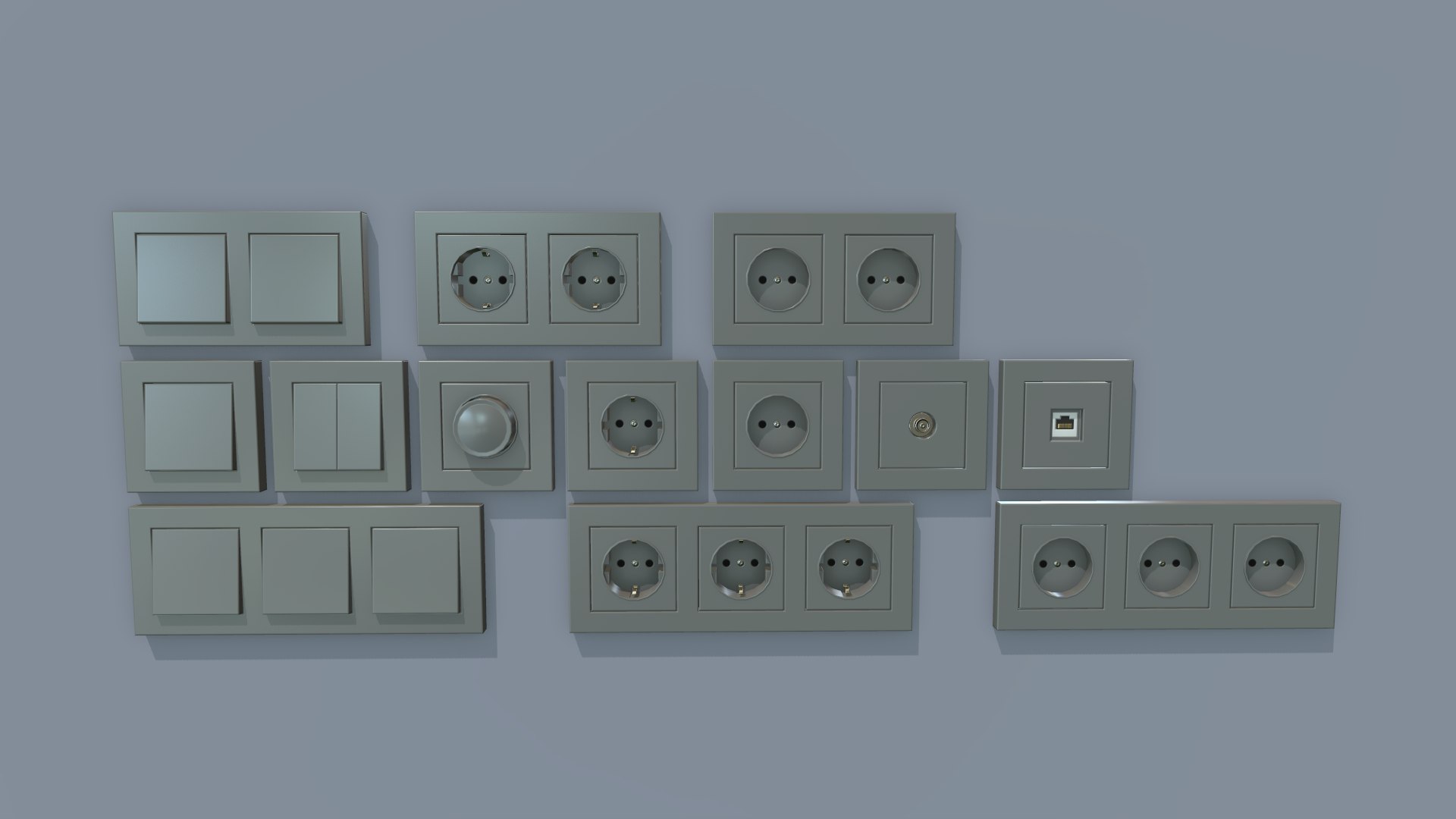 3D Model Low-poly Electrical Switches Outlets - TurboSquid 1533358