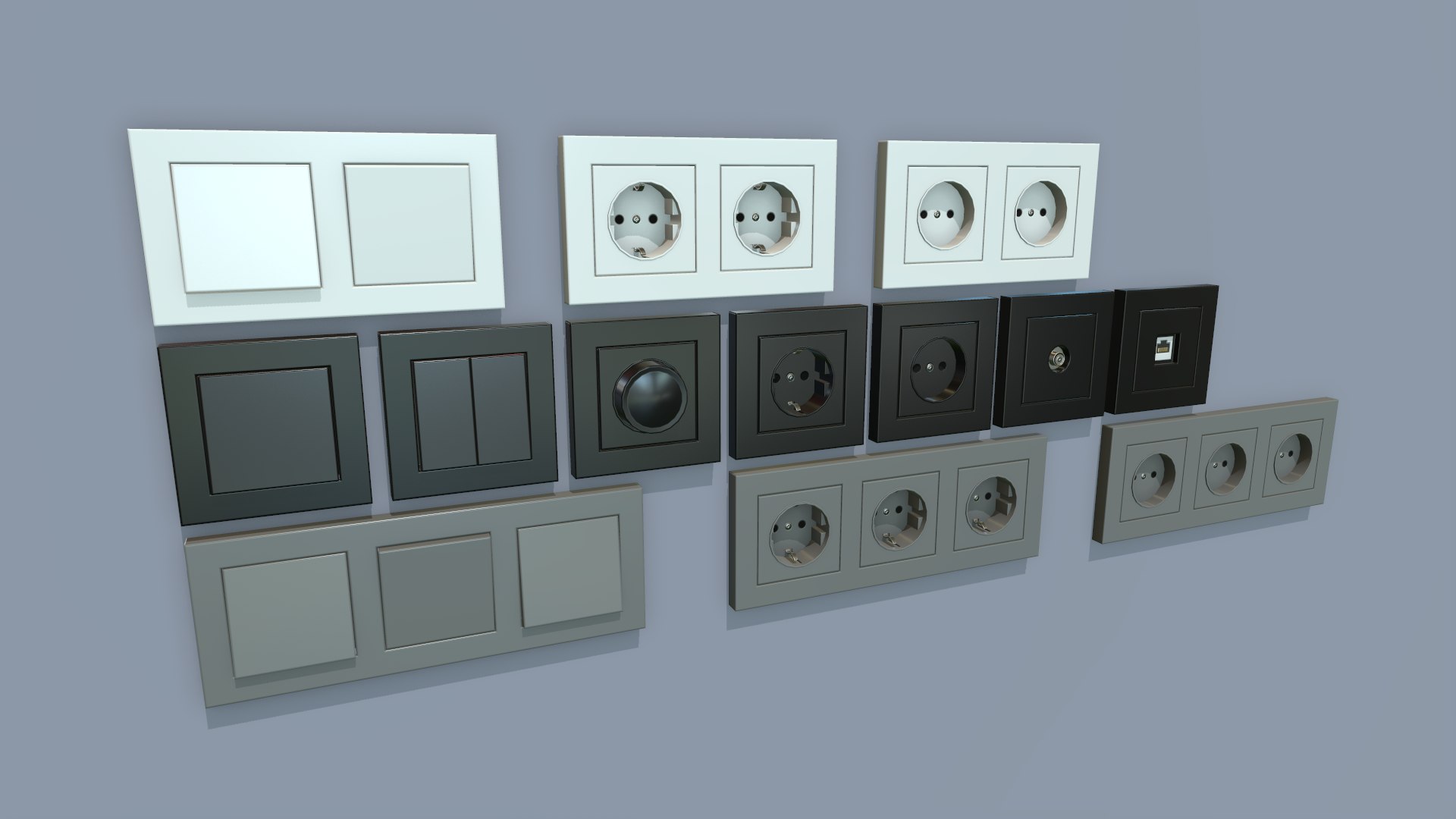 3D Model Low-poly Electrical Switches Outlets - TurboSquid 1533358