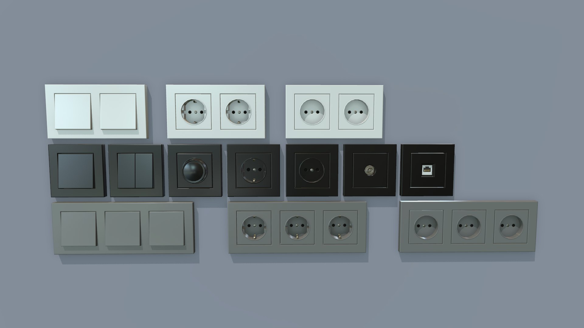 3D Model Low-poly Electrical Switches Outlets - TurboSquid 1533358