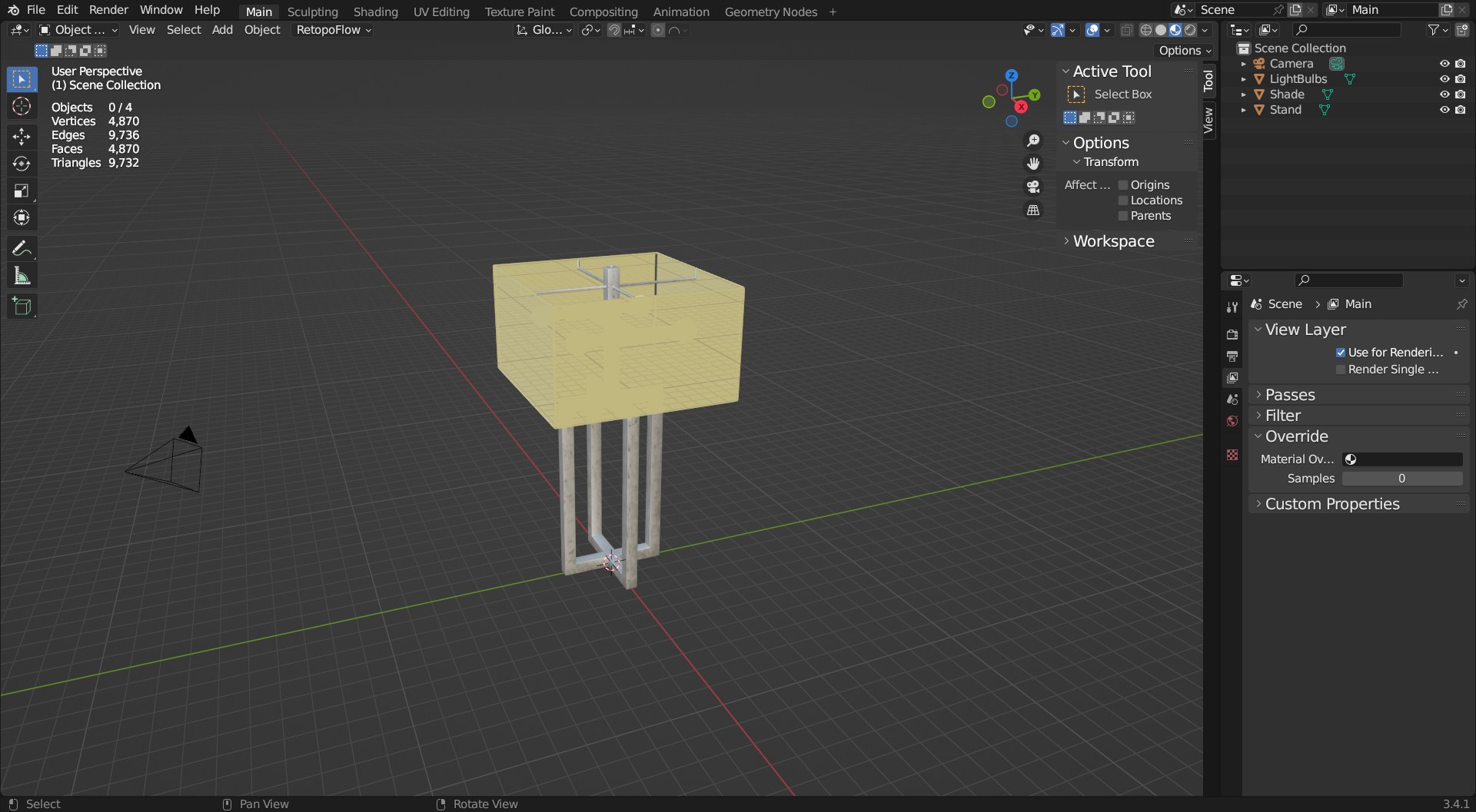 3D Modern Metallic Square Table Lamp model - TurboSquid 2011143