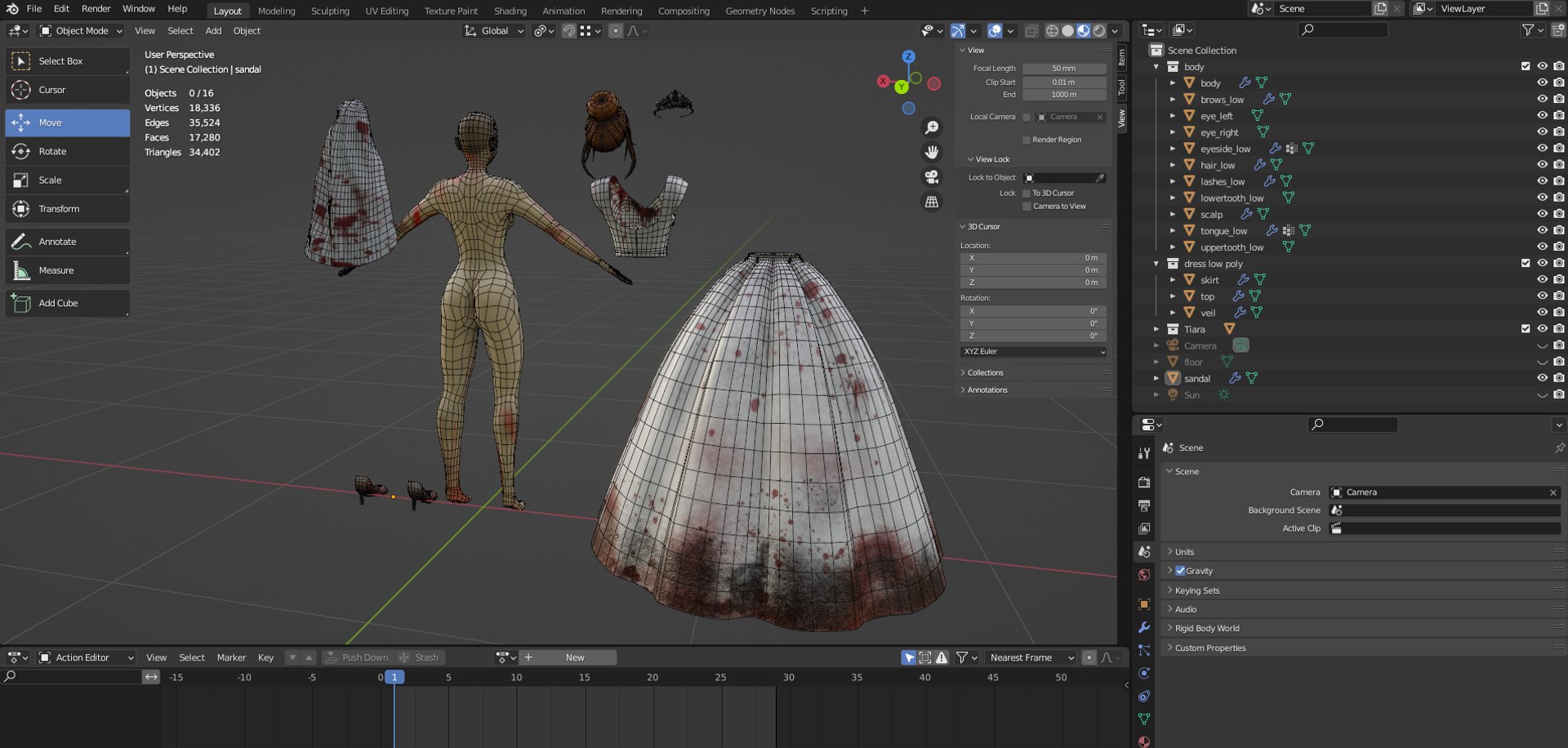 Cartoon Zombie Bride Girl Blender No RIGG 3D - TurboSquid 1861384