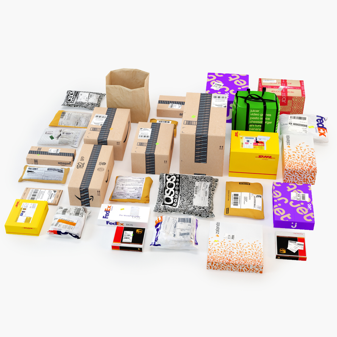 Parcels Collection 3D model - TurboSquid 1803369
