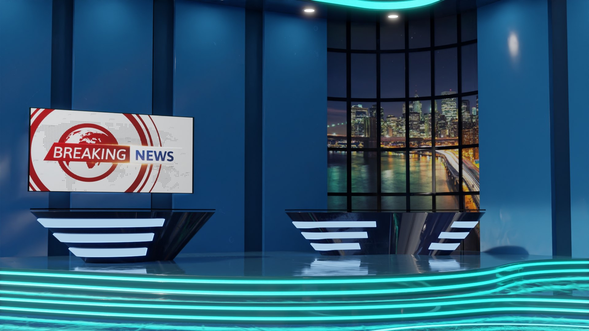 3D Model Virtual TV News Talk Show Studio - TurboSquid 2145986