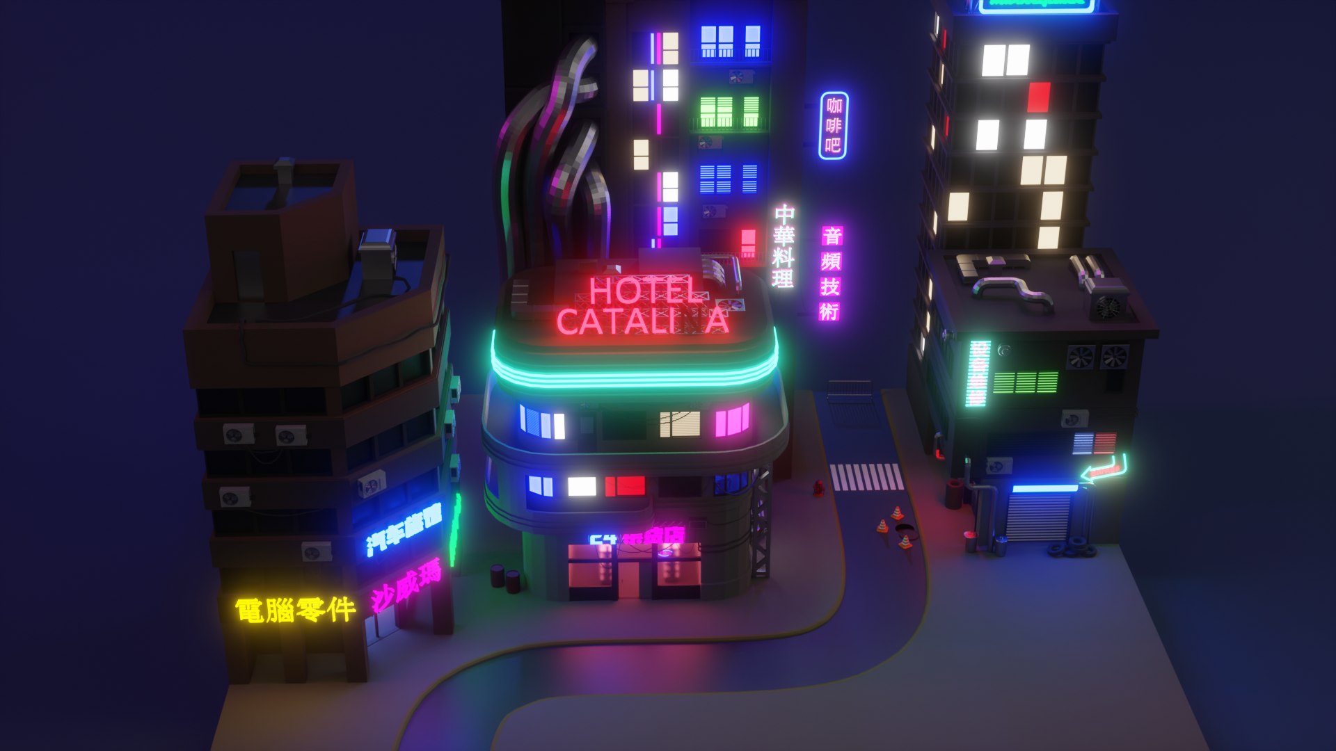 Cyberpunk Buildings 2 3D Model - TurboSquid 1774948