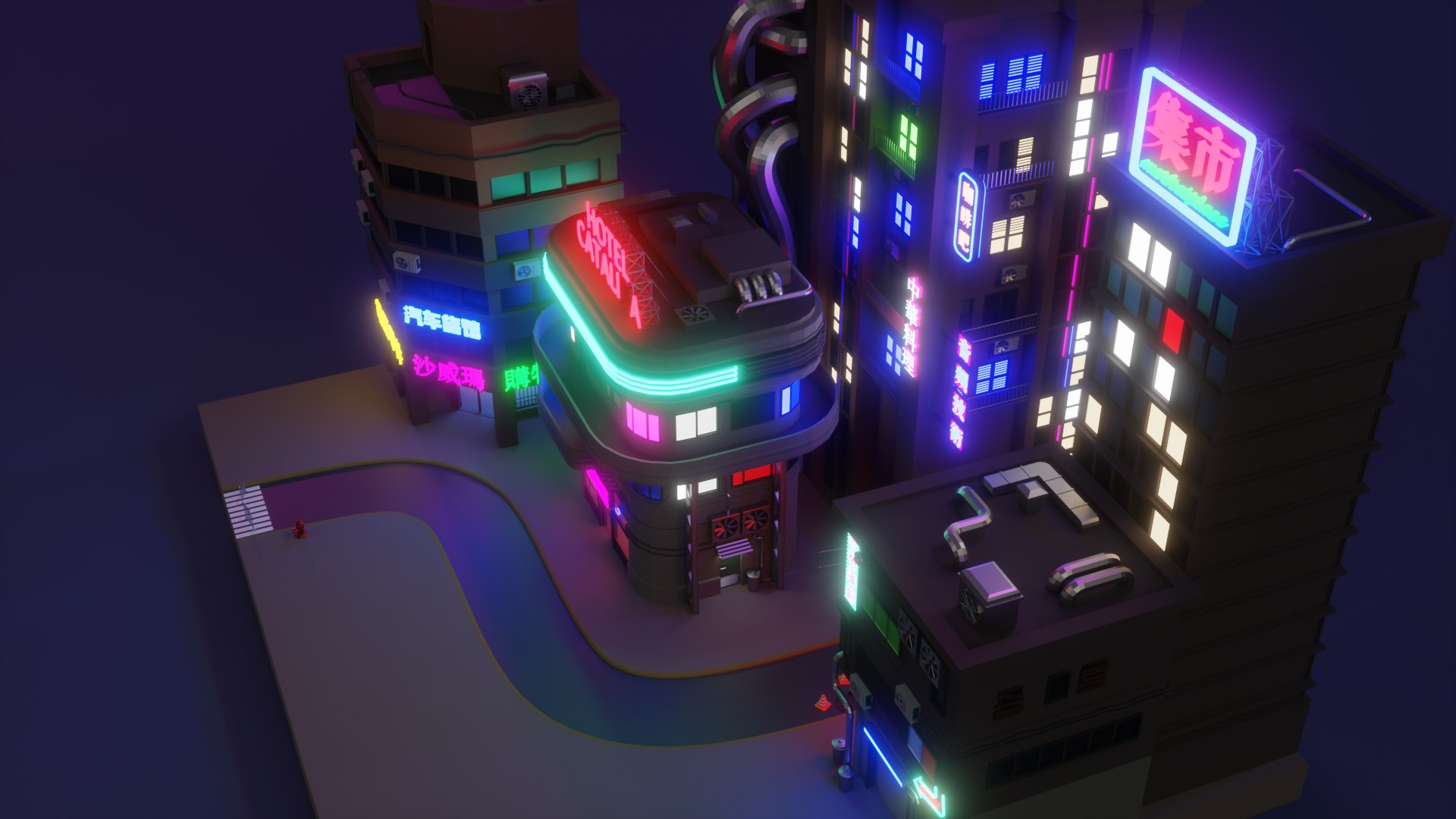 Cyberpunk Buildings 2 3D Model - TurboSquid 1774948