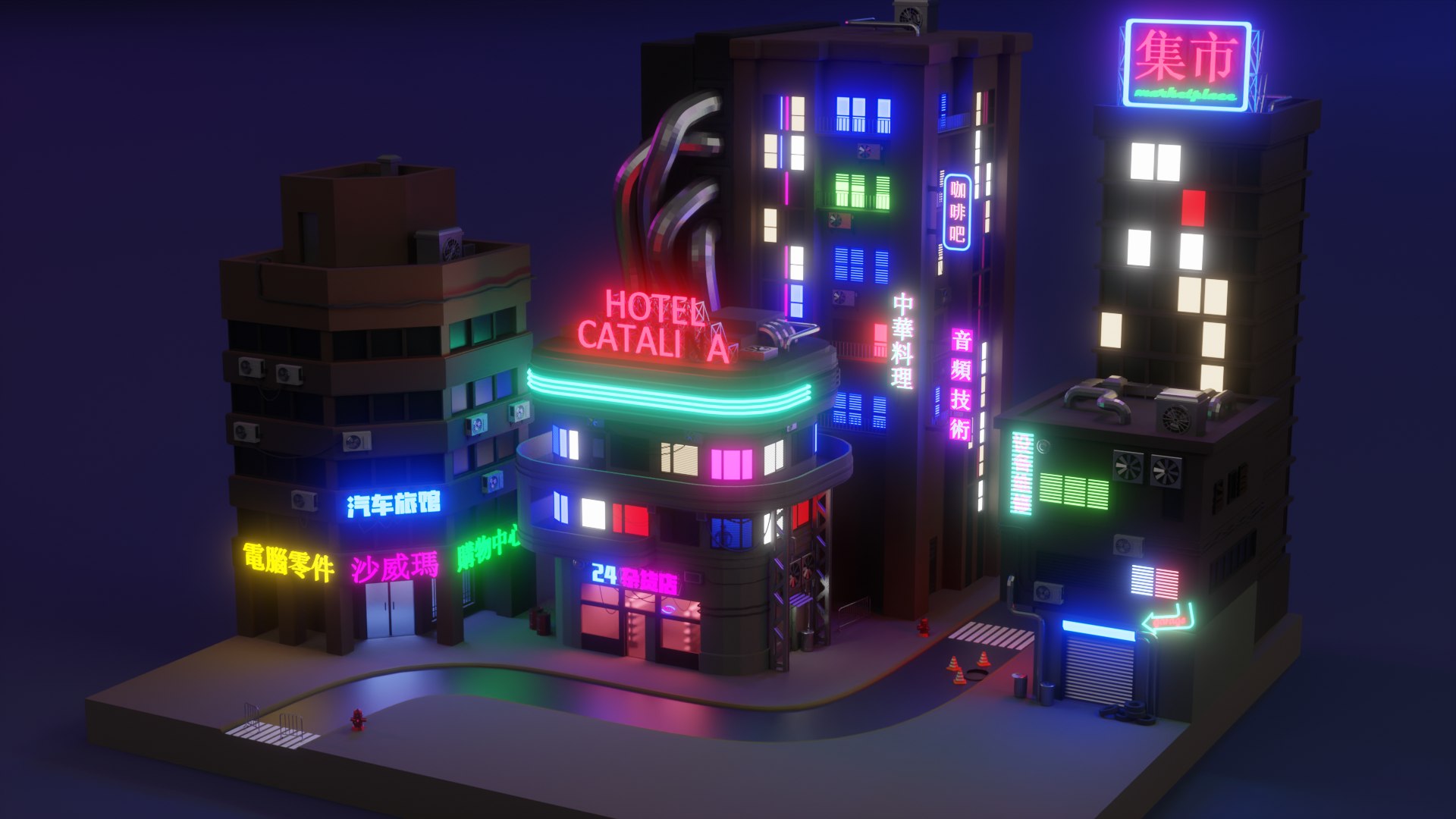 Cyberpunk Buildings 2 3D Model - TurboSquid 1774948
