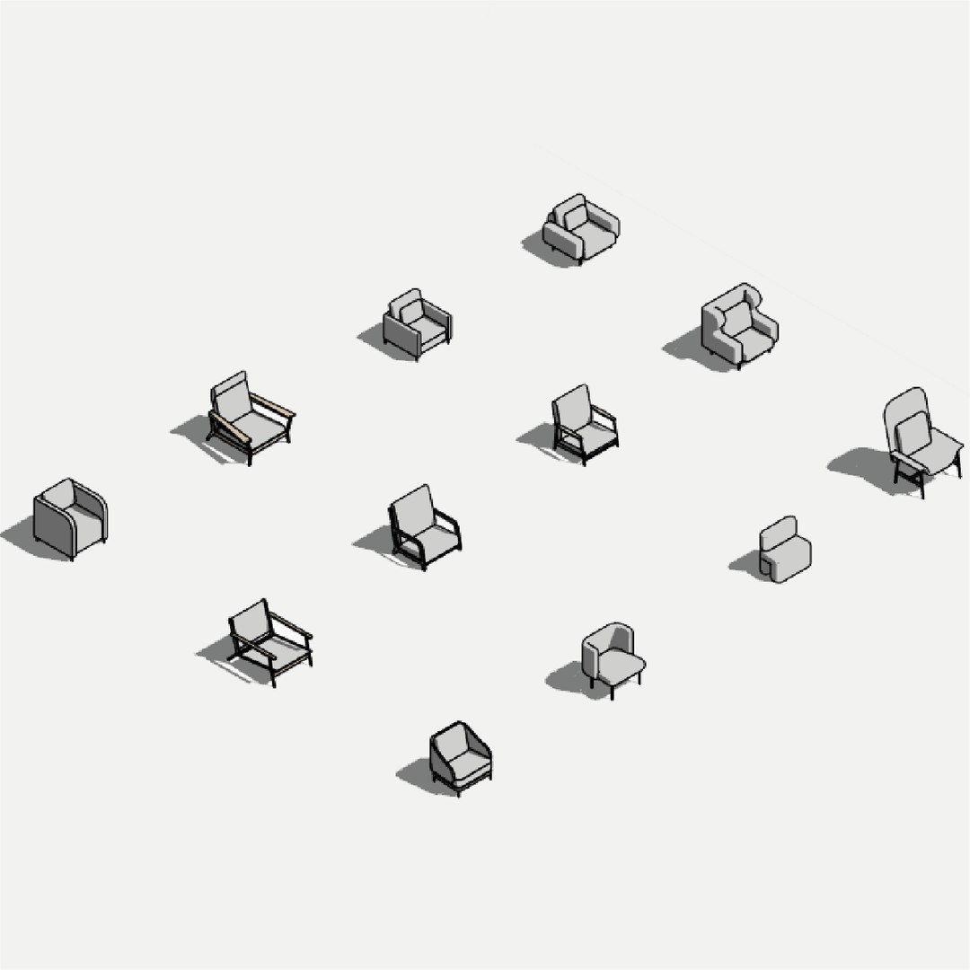 3D Armchairs - Pack Of Revit Families - TurboSquid 2151432