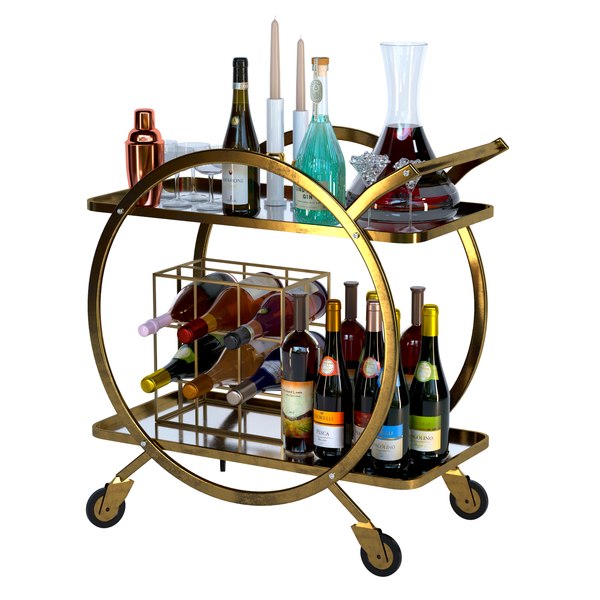 Table with wine and collection alcohol 3D 모델 - TurboSquid 1931202