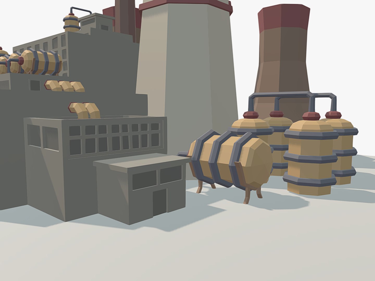 low-poly factory 3ds