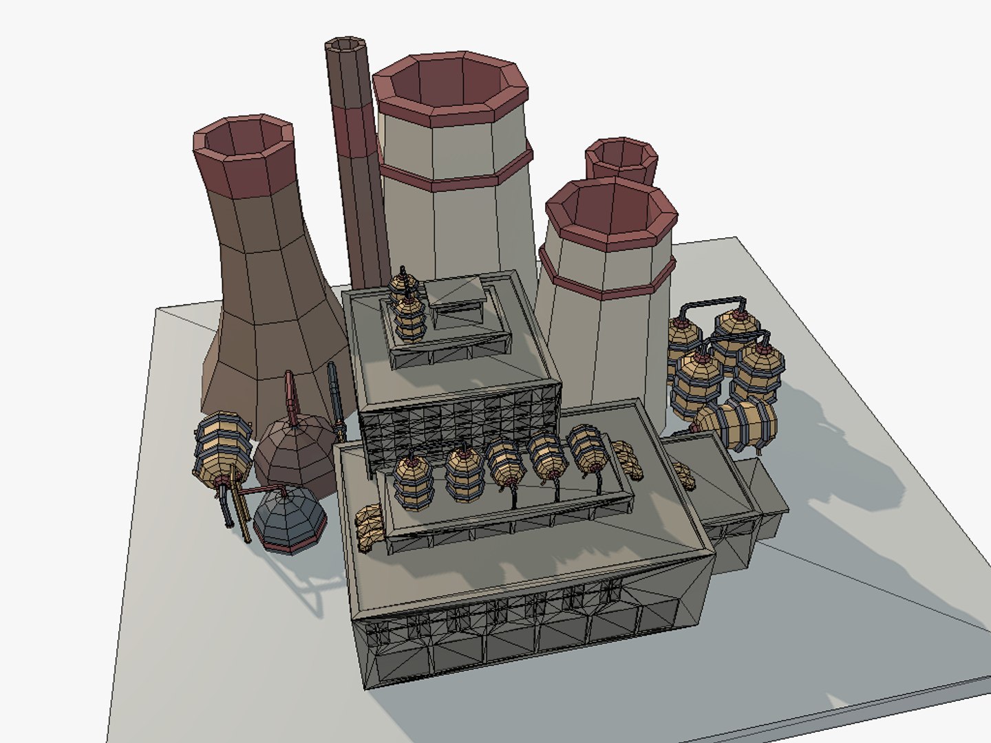 low-poly factory 3ds