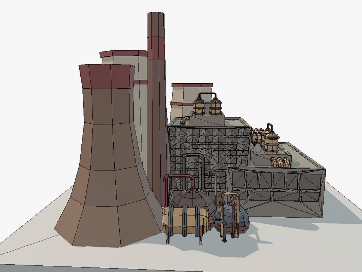 low-poly factory 3ds