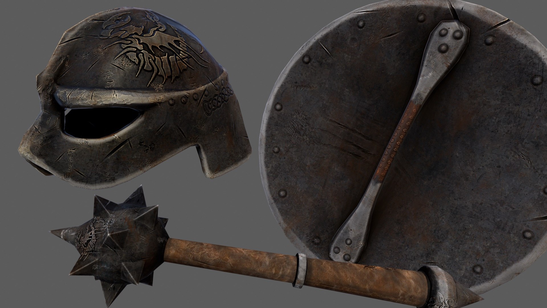 shield hammer helmet 3d model