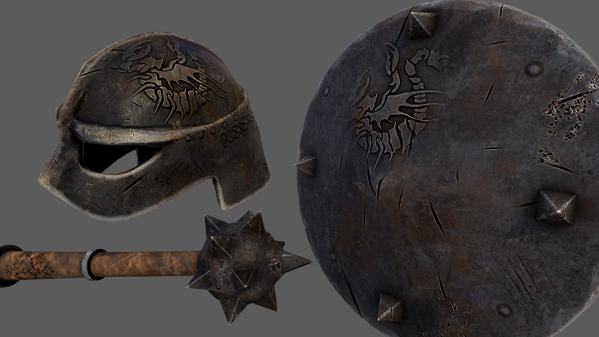 Shield Hammer Helmet 3d Model