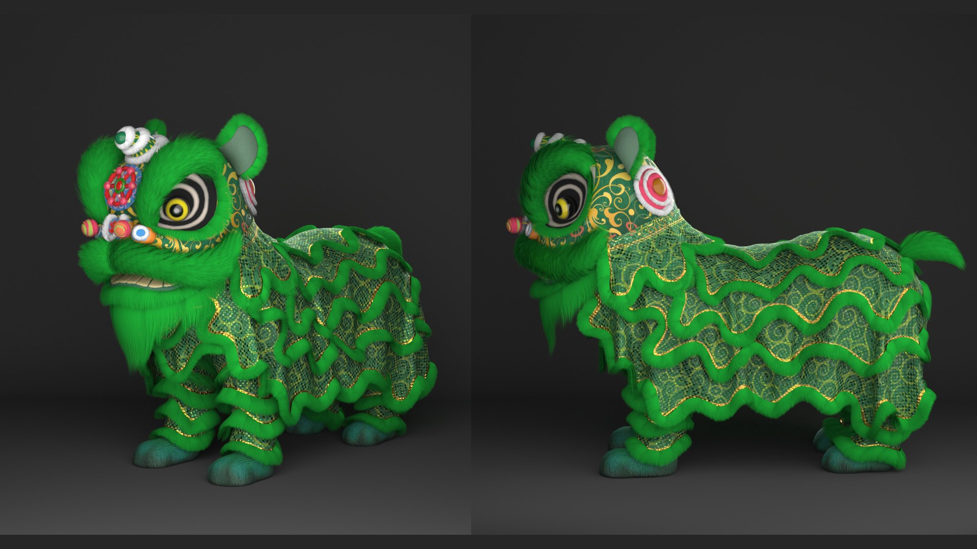 Chinese Lion Dance New Year 3D Model - TurboSquid 1958784