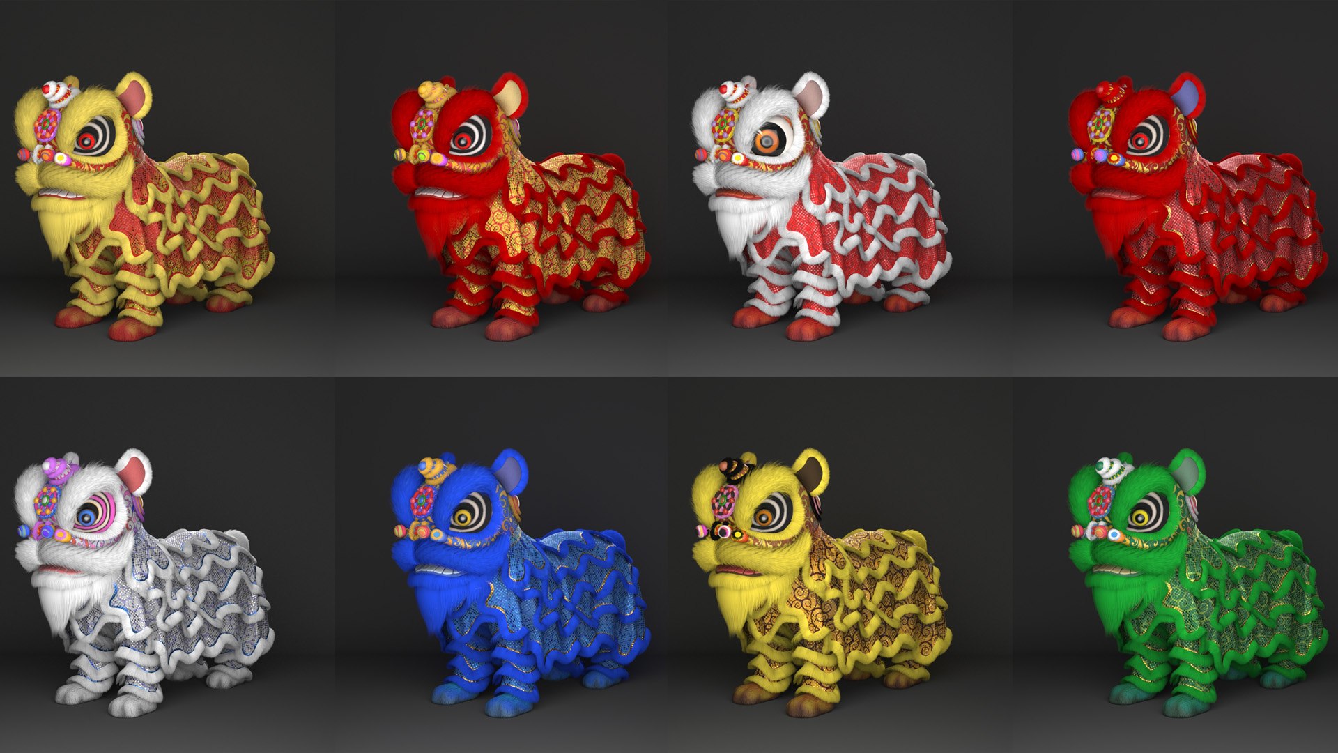 Chinese Lion Dance New Year 3D Model - TurboSquid 1958784