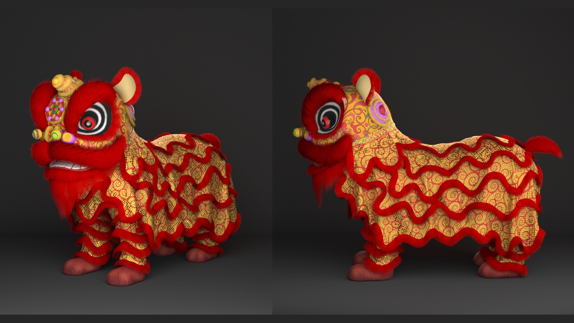 Chinese Lion Dance New Year 3D Model - TurboSquid 1958784