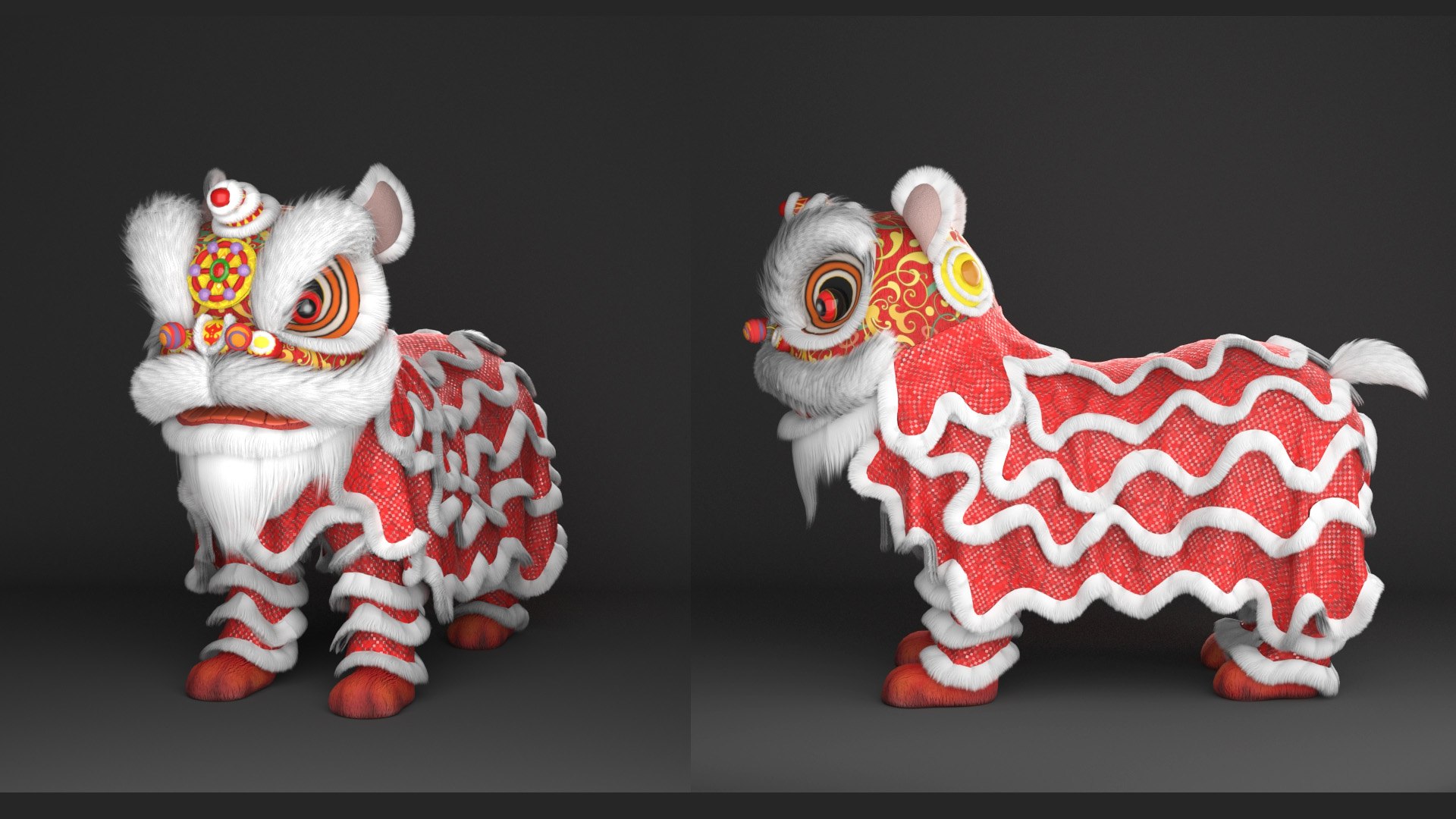 Chinese Lion Dance New Year 3D Model - TurboSquid 1958784