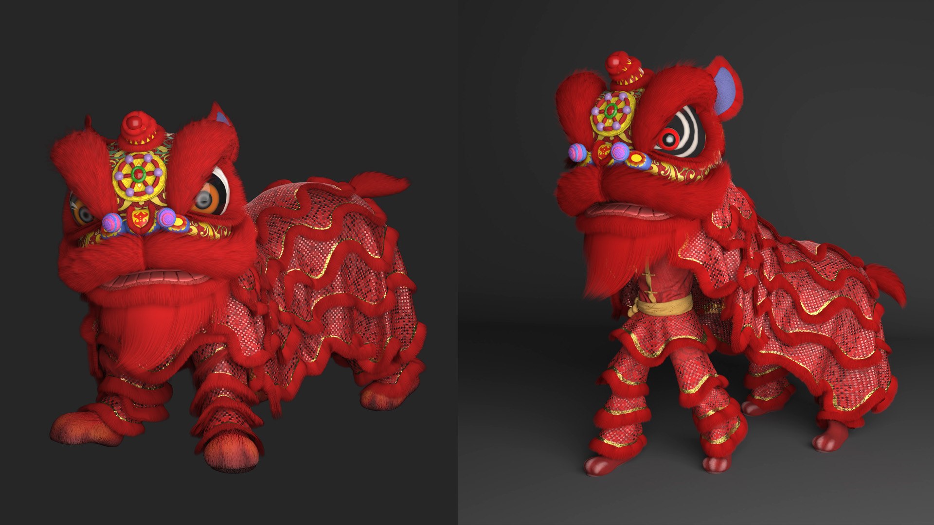 Chinese Lion Dance New Year 3D Model - TurboSquid 1958784