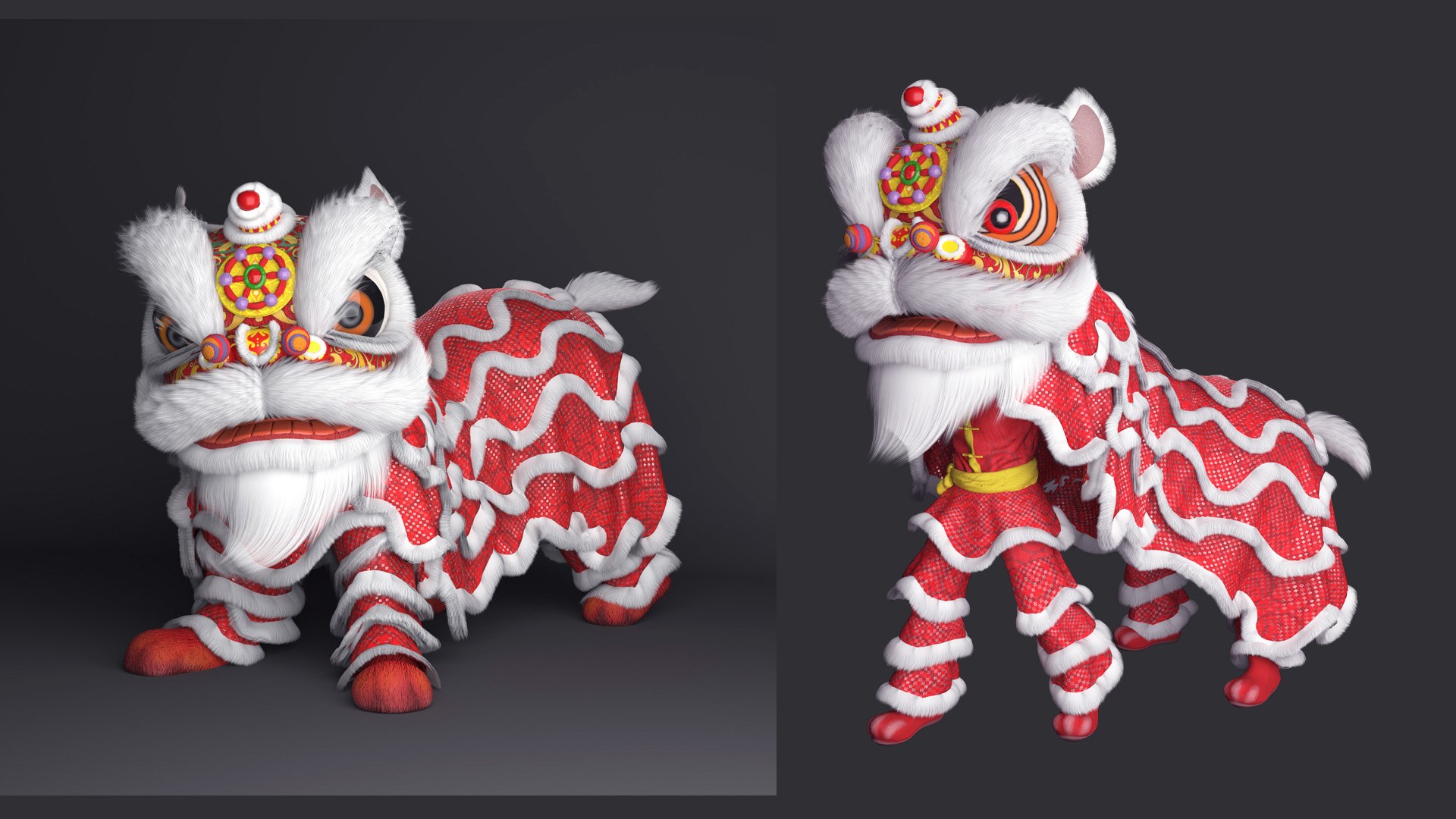 Chinese Lion Dance New Year 3D Model - TurboSquid 1958784