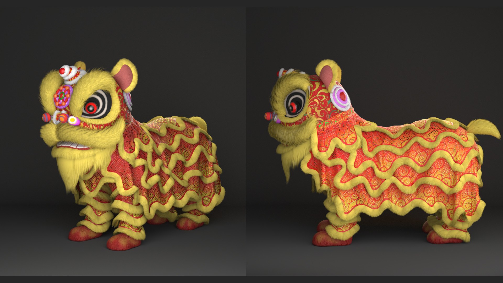 Chinese Lion Dance New Year 3D Model - TurboSquid 1958784
