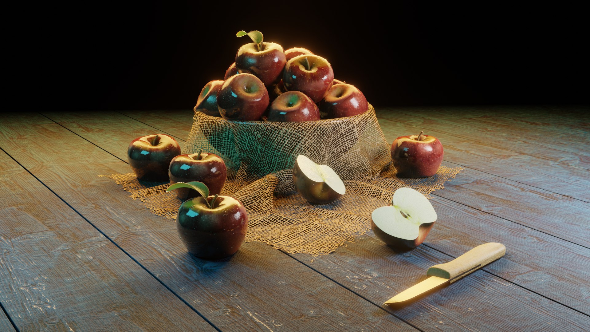 Realistic Apple Scene 3D Model - TurboSquid 2224367