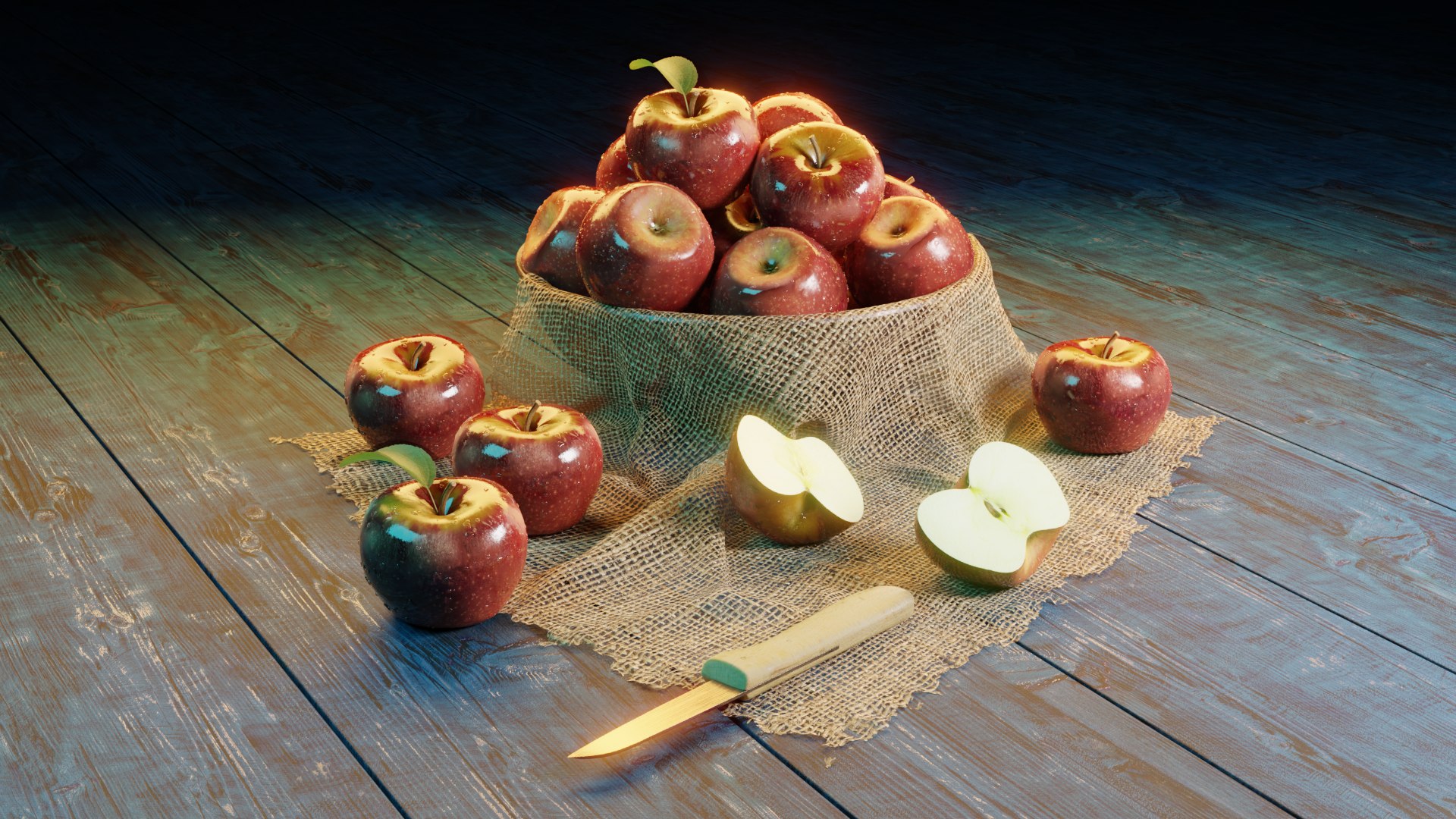 Realistic Apple Scene 3D Model - TurboSquid 2224367