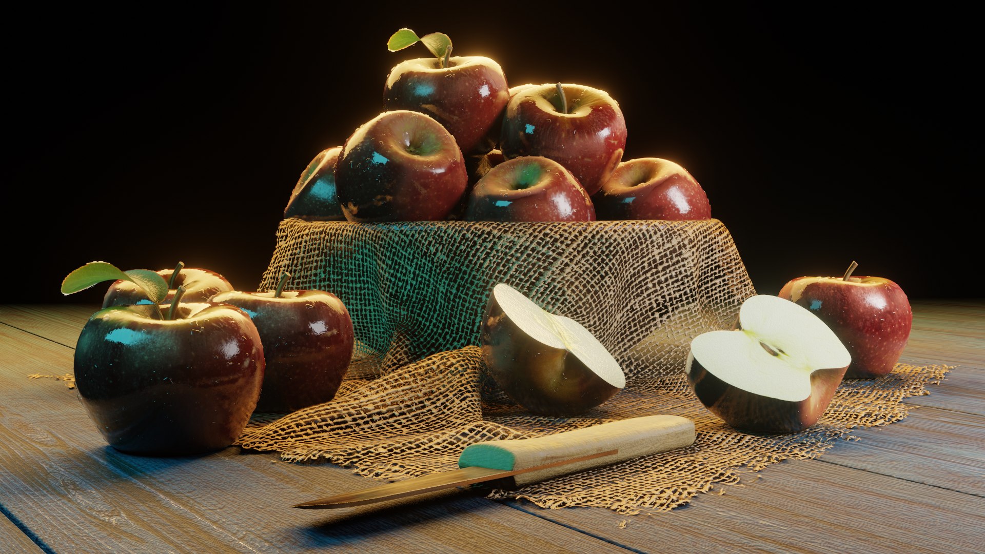 Realistic Apple Scene 3D Model - TurboSquid 2224367