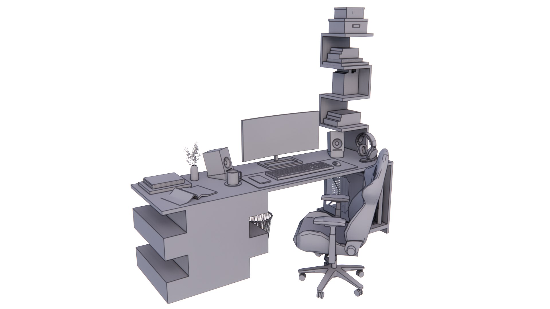 Sketchup Workstation Desk 3D - TurboSquid 2024346