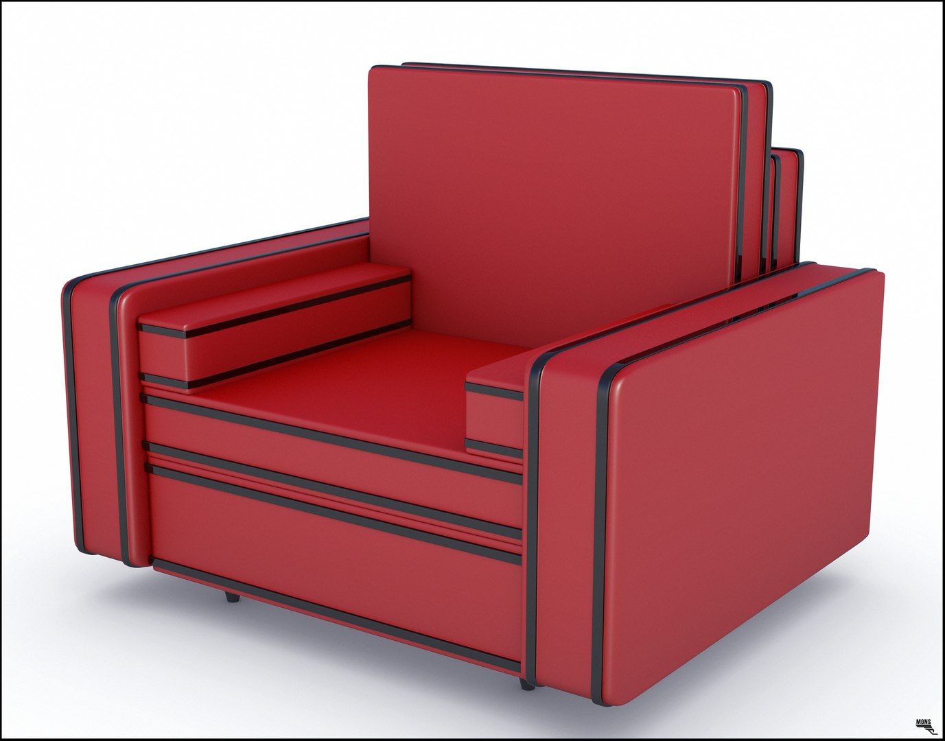 Armchair Chair Red 3D - TurboSquid 1217008