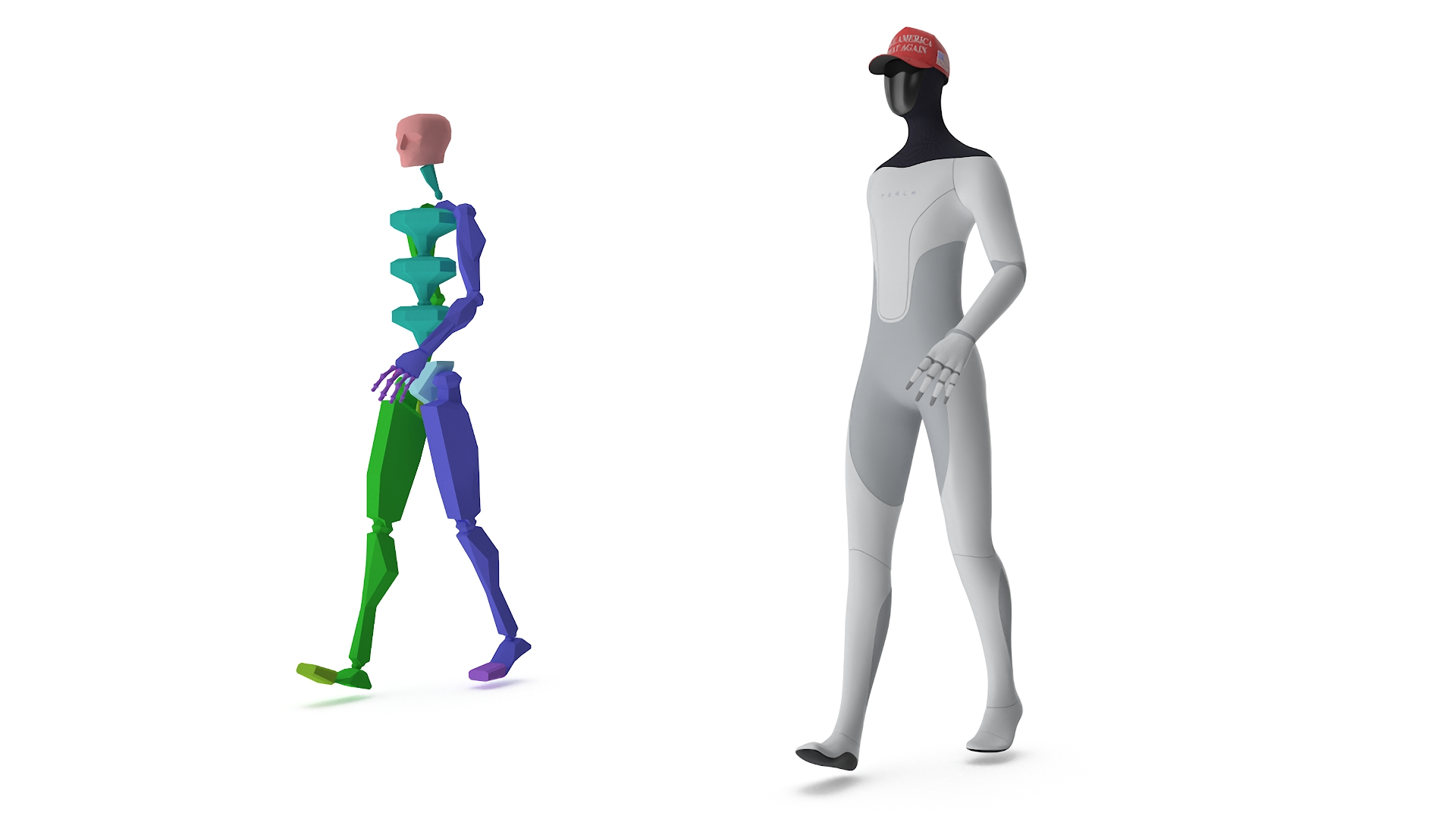 3D Tesla Bot In Trump Cap Rigged For Maya - TurboSquid 2341221