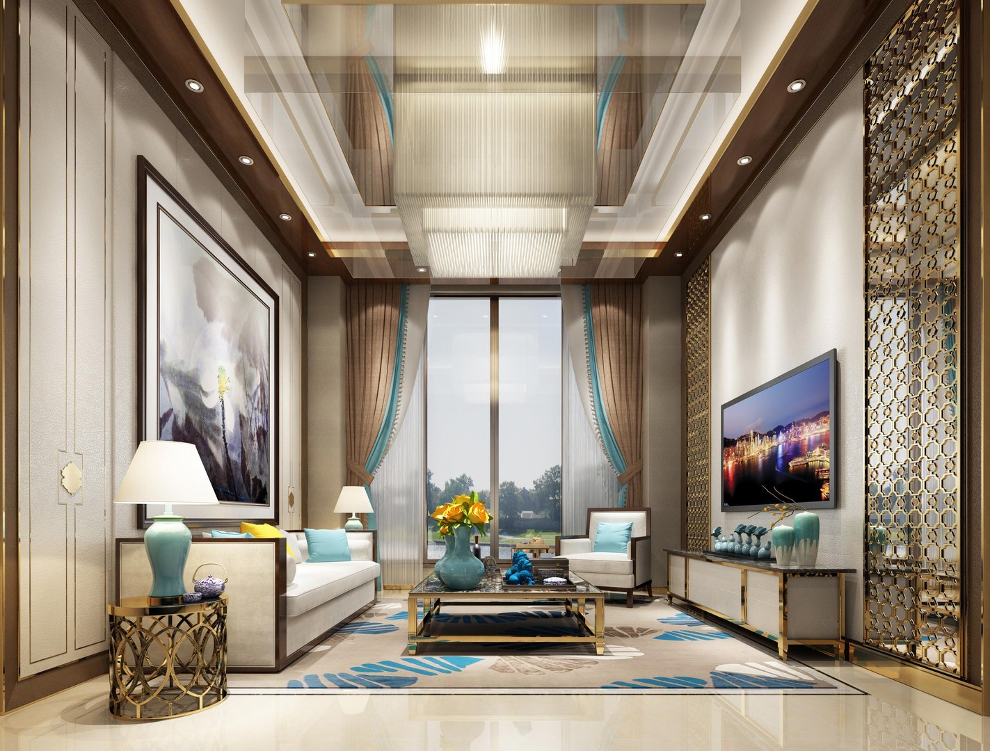 3D Post Modern Living Room - TurboSquid 2024025