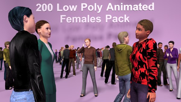 modelo 3d Pack Hembras Low Poly - 200 Piezas - TurboSquid 2123400