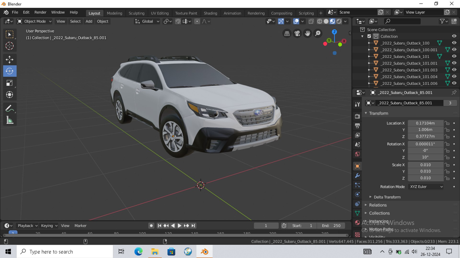 3D 2022 Subaru Outback Low Poly - TurboSquid 2330469