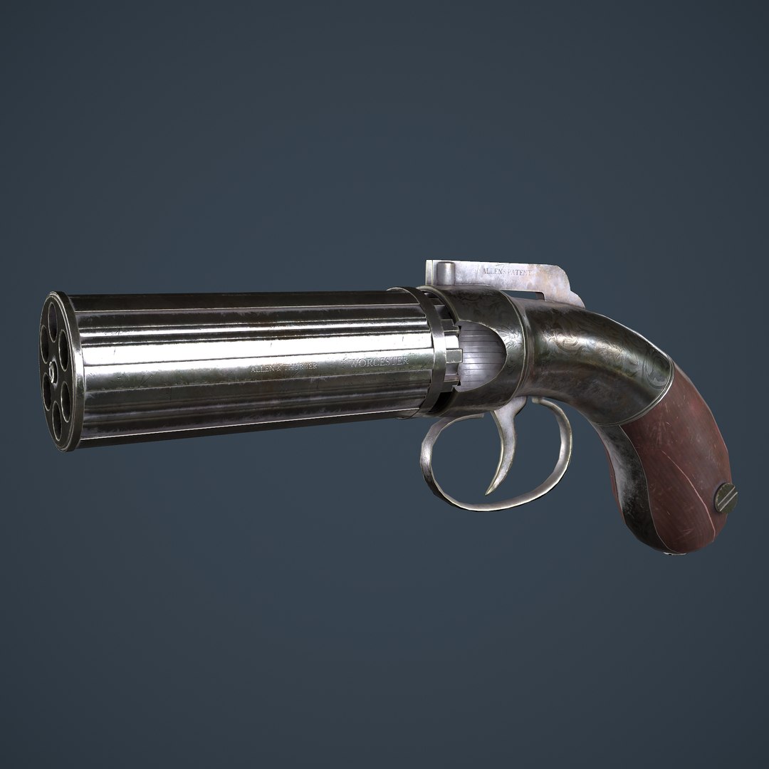3D Turber Pepperbox Revolver Model - TurboSquid 1635462