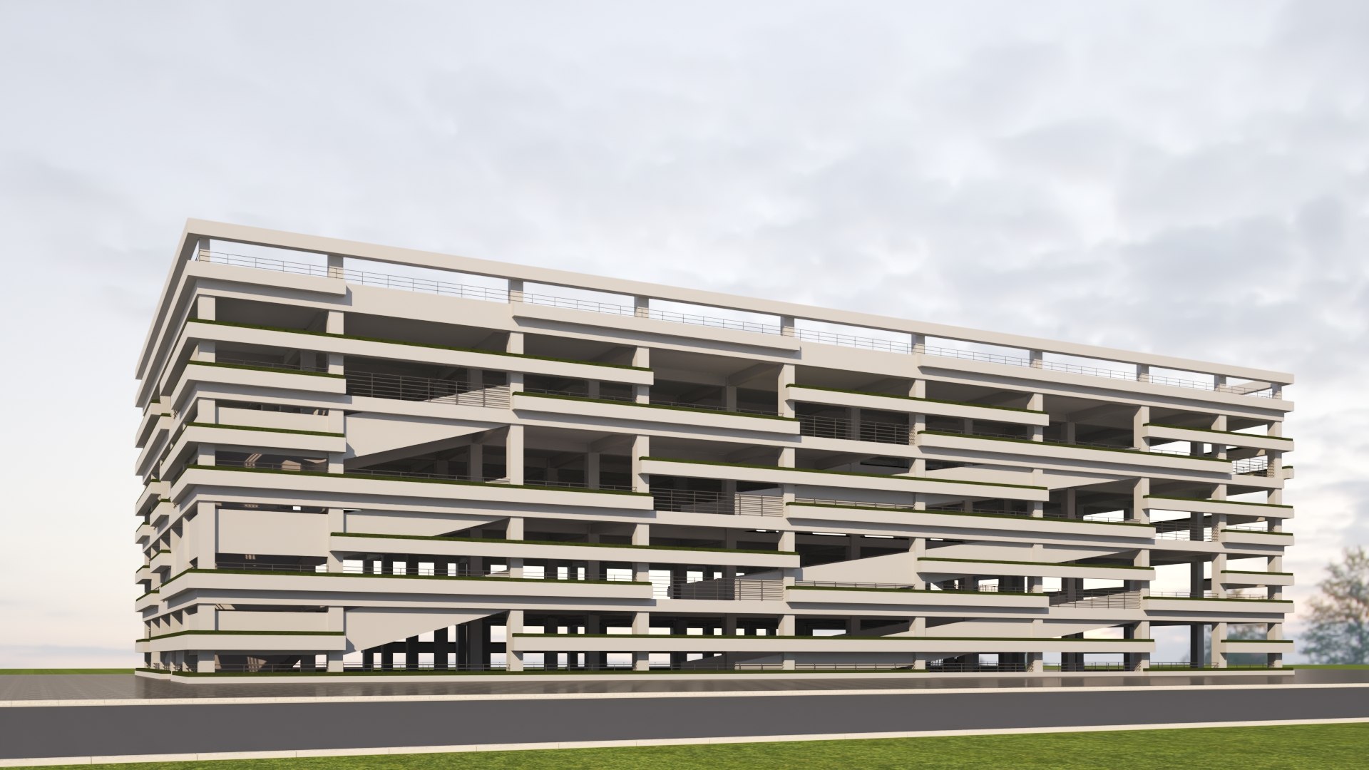 modelo 3d Multistorey car parking building 4 - TurboSquid 2110683