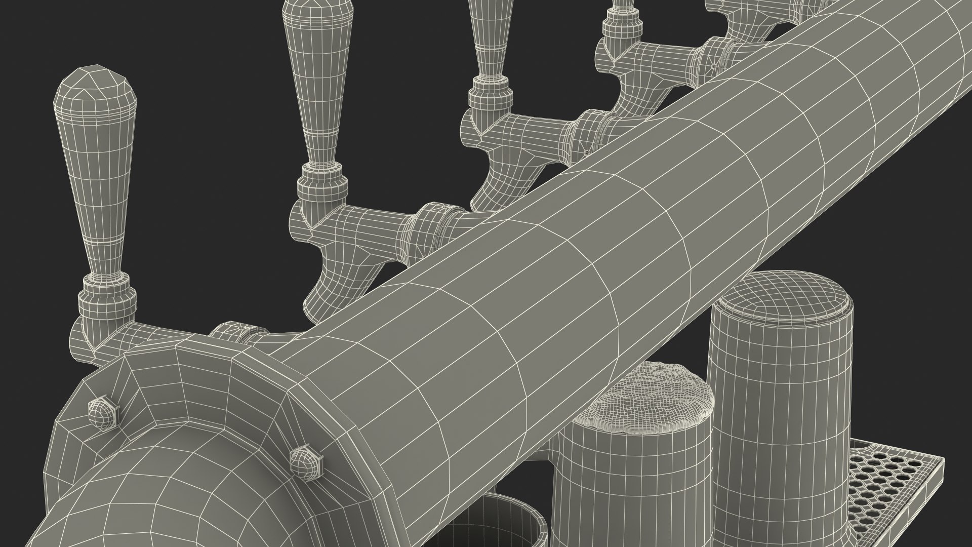 3D Rail Draft Brass Beer Tower With Beer Mugs - TurboSquid 1774234