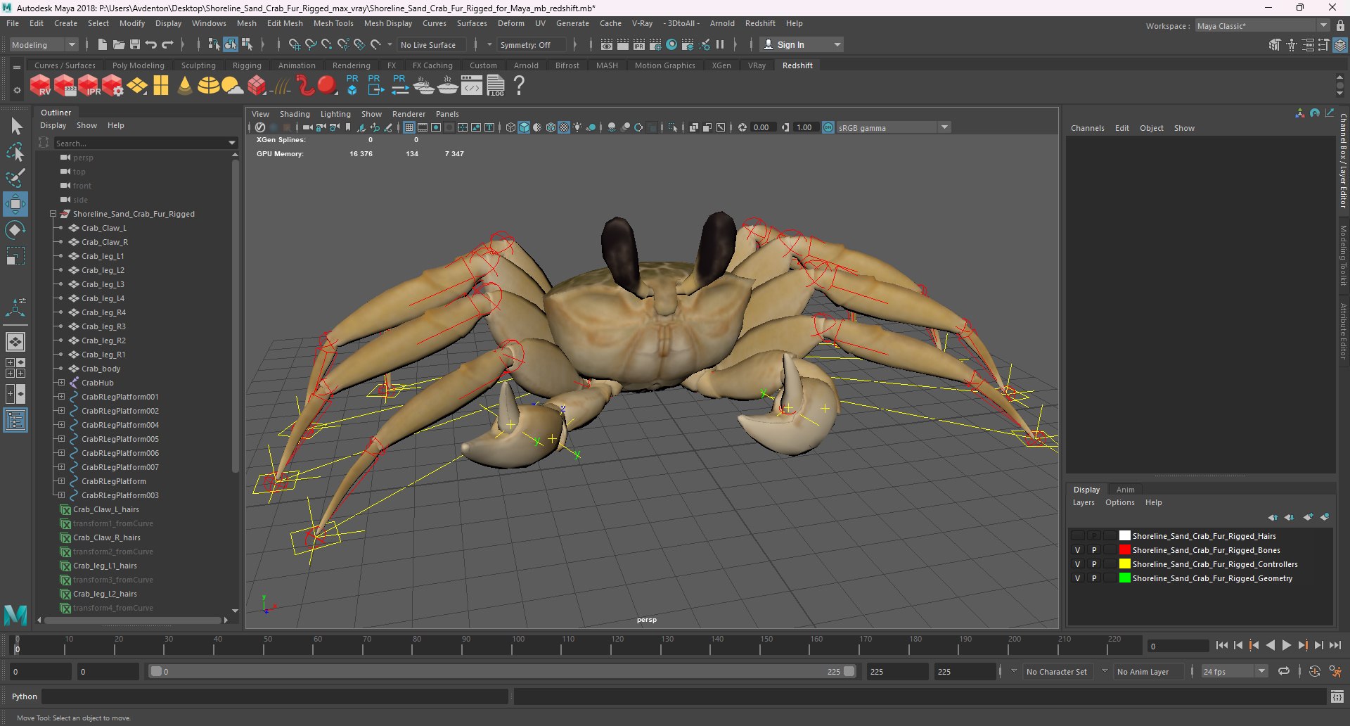 3D Shoreline Sand Crab Fur Rigged For Maya - TurboSquid 2429030