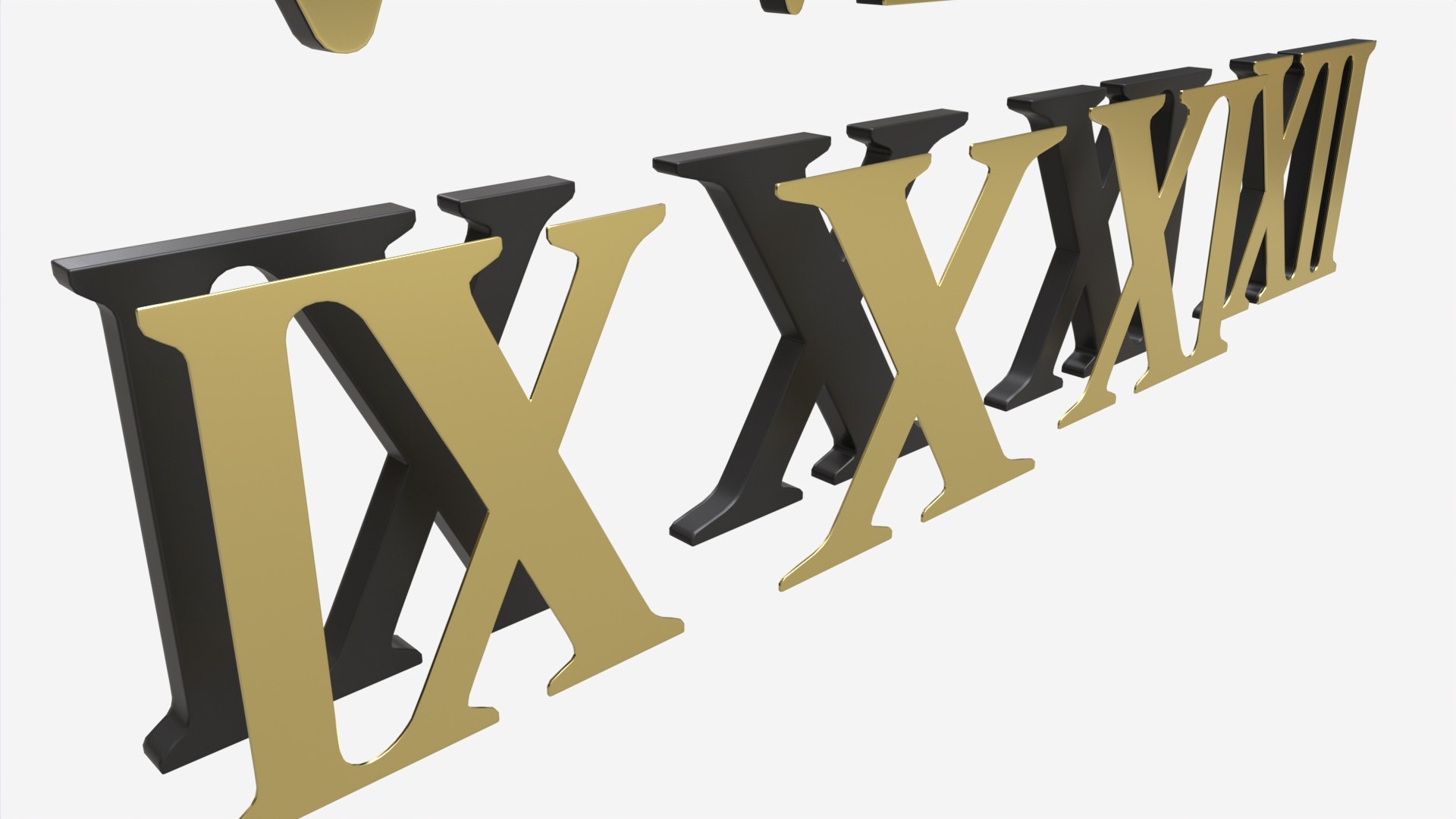 Roman Numbers Gold Metal Plastic Model - TurboSquid 1920615